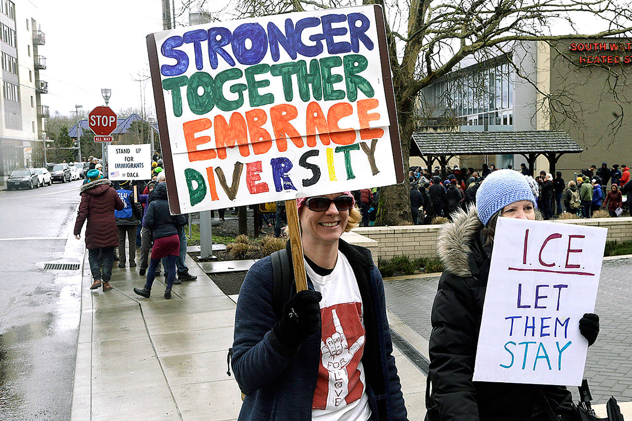 Undocumented immigrants stage a rally by federal building | HeraldNet.com